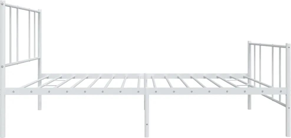 vidaXL Kovový rám postele s hlavovým a nožním čelem 100 x 200 cm [352542] Barva: Bílá
