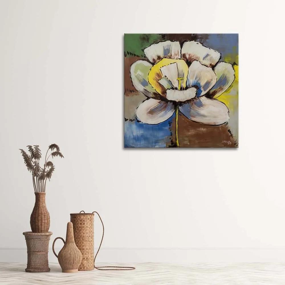 Obraz na plátně Barevná květina jako malovaná - 40x40 cm
