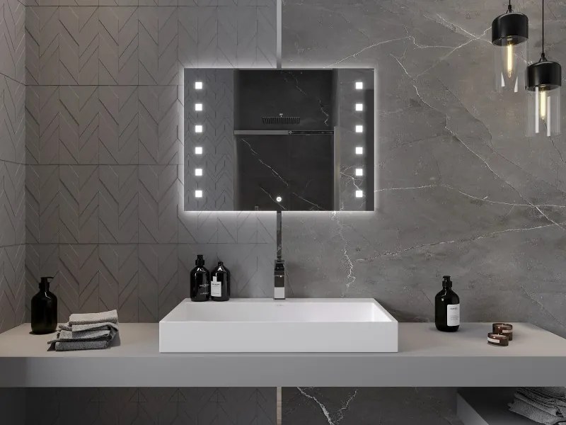 Mexen Ner, LED koupelnové zrcadlo s podsvícením 80x60 cm, 6000K, ochrana proti zamlžování, 9809-080-060-611-00