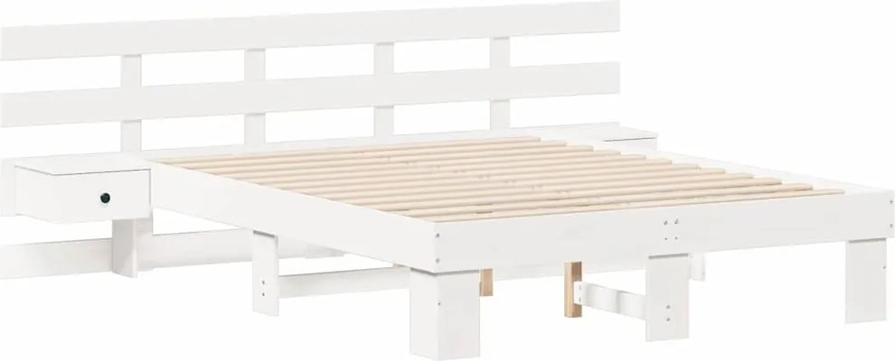 Rám postele s čelo Bílá 135 x 190 cm Masivní borové dřevo 3385698