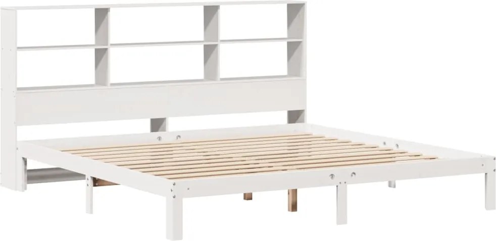 Postel s knihovnou bez matrace bílá 180x200 cm masivní borovice 3322569