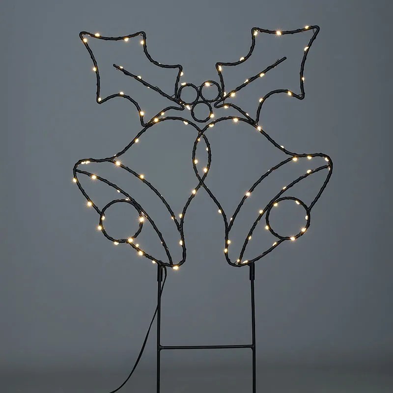 SOLIGHT LED venkovní dekorace zvonečky IP44, 100x LED, časovač, 55cm, 3x AA