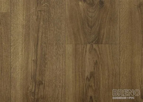 Breno PVC RENOTEX Sundance Oak 546 – tmavě hnědé dřevo, šíře 400 cm