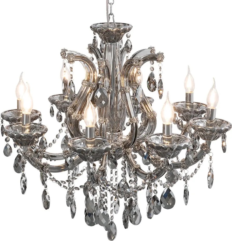 Velký stříbrný křišťálový lustr Marshal - Ø 70x60/185 cm E14/max 8x40W