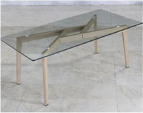 Konferenční stolek PEDREK Typ2, sklo / kov s úpravou buk