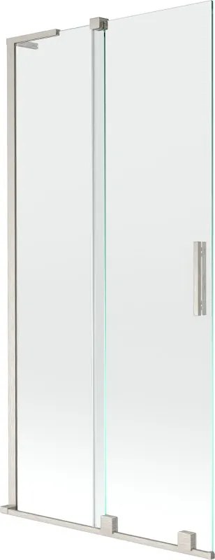 Mexen Velar L, 2-křídlová posuvná vanová zástěna 95 x 150 cm, 8mm čiré sklo, broušená ocel, 896-095-003-01-97