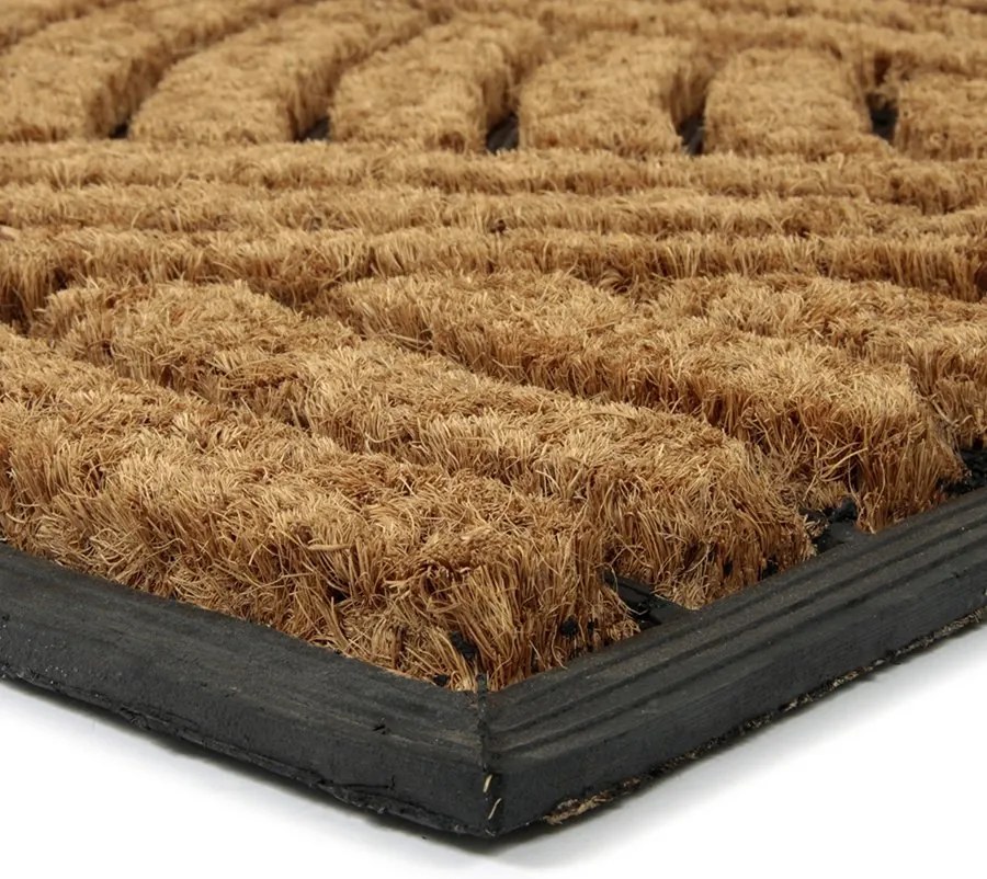 Kokosová čistící venkovní vstupní půlkruhová rohož Stripes - Lines, FLOMAT - délka 45 cm, šířka 75 cm a výška 2,2 cm