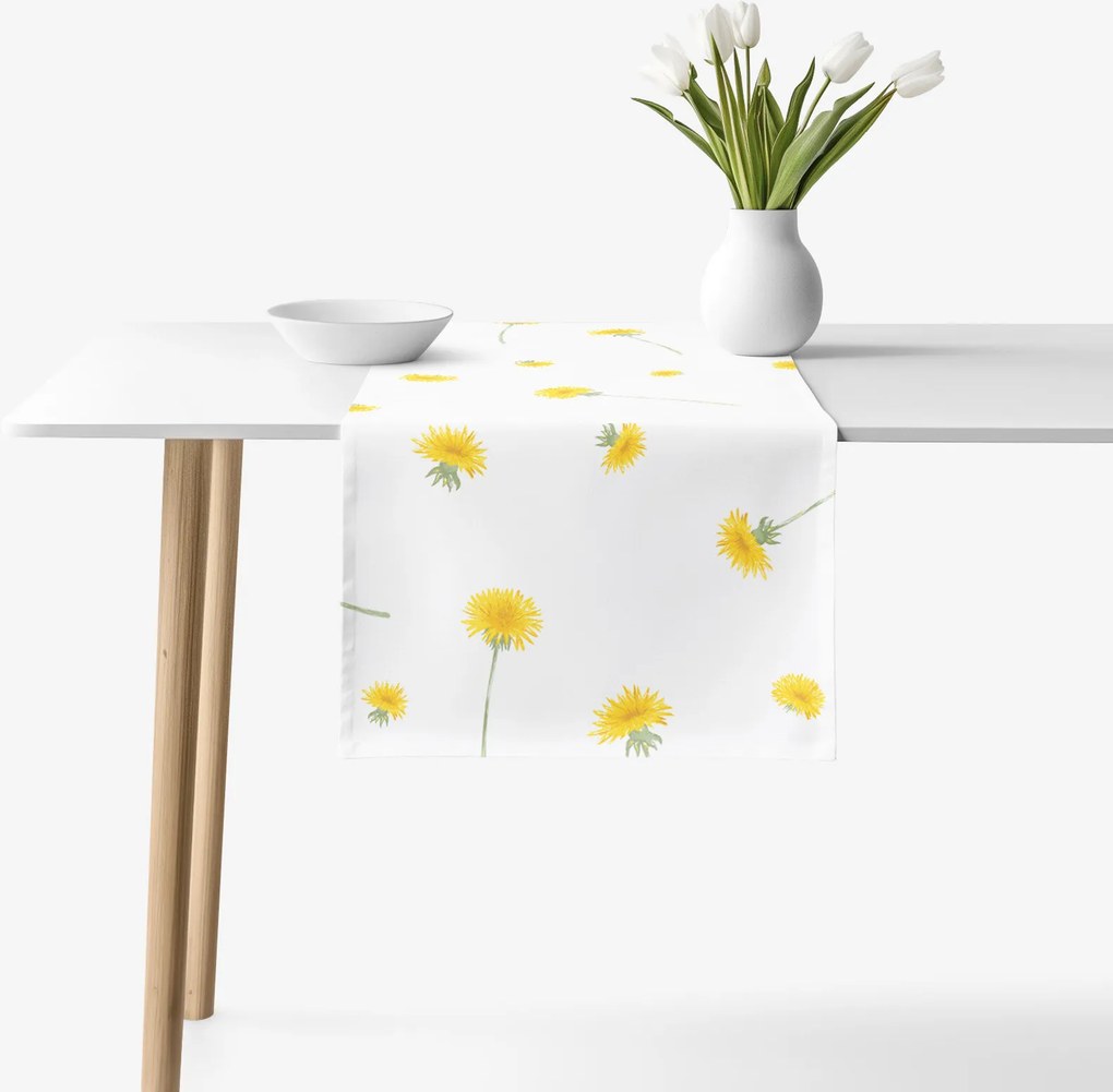 Goldea běhoun na stůl 100% bavlněné plátno - pampelišky 35x140 cm