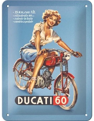 Postershop Plechová cedule: Ducati - Cilindrata 60 Pin Up - 15x20 cm