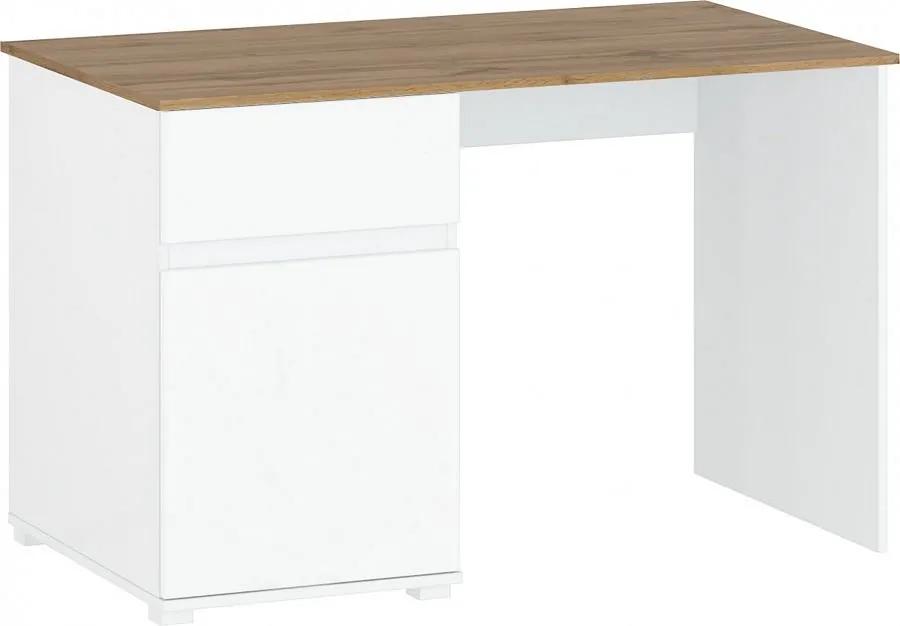 Tempo Kondela PC stůl 1D1S/120, bílý lesk/dub wotan, VILGO