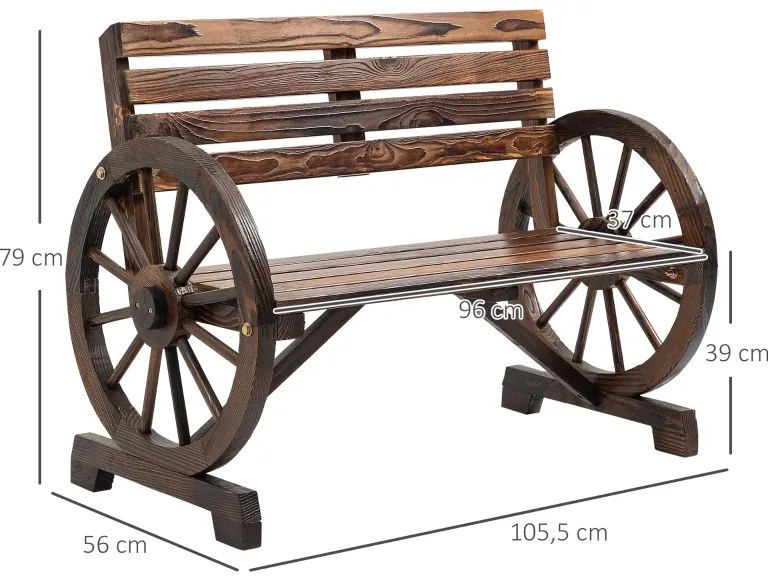 Zahradní designová lavice pro 2 osoby, dřevo masiv, tmavě hnědá, 105,5 x 56 x 79 cm 84B-183V00TN