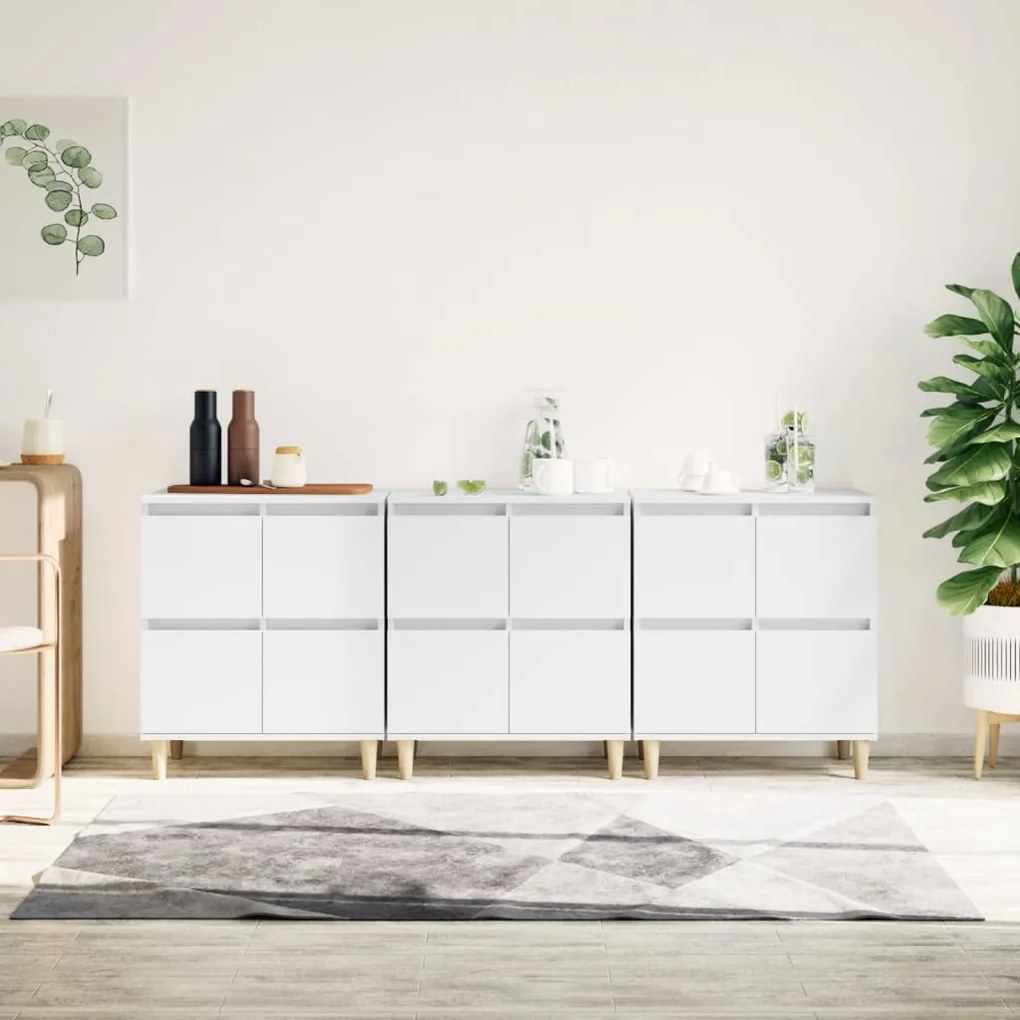 Příborníky 3 ks bílé 60 x 35 x 70 cm kompozitní dřevo 3185767