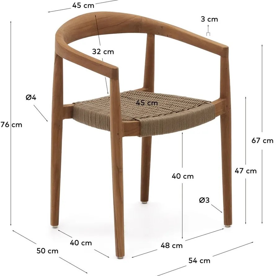 Dřevěné zahradní židle v sadě 4 ks v přírodní barvě Ydalia – Kave Home