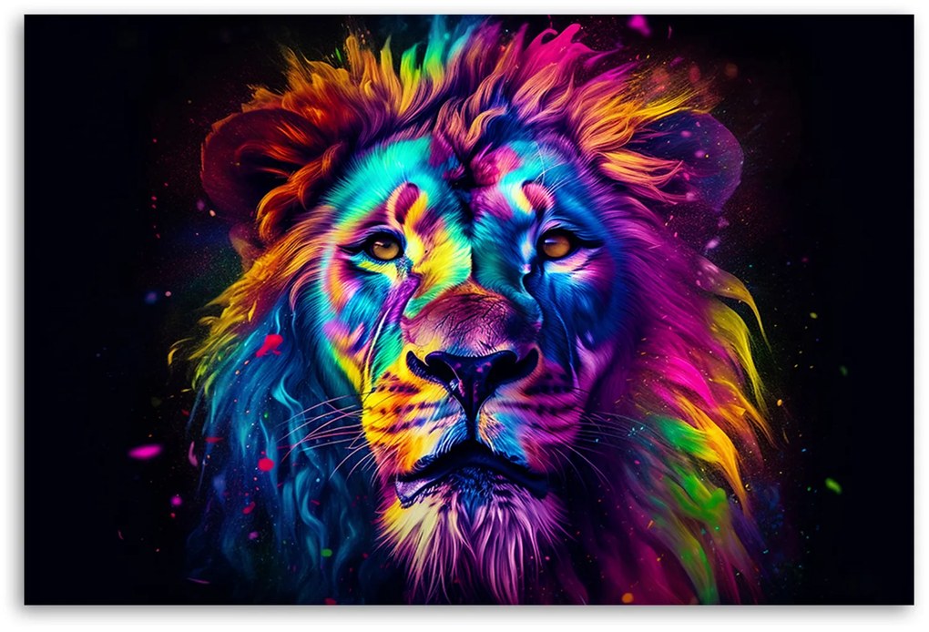 Gario Obraz na plátně Barevný portrét lva Rozměry: 60 x 40 cm
