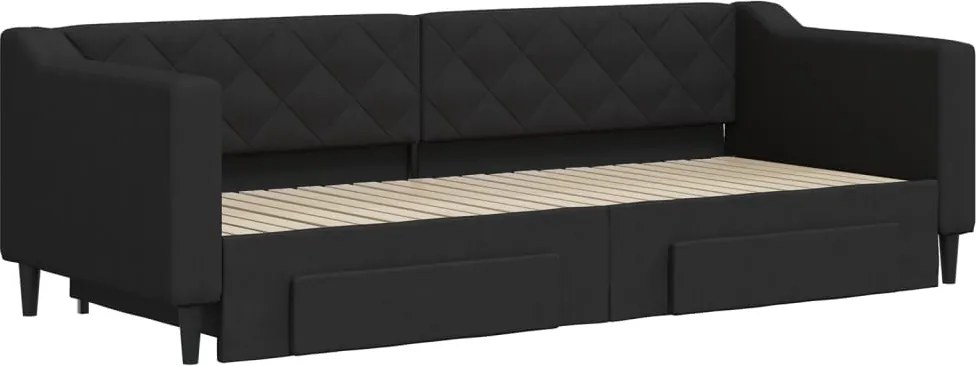 Válenda s přistýlkou a zásuvkami černá 80 x 200 cm textil 3197459