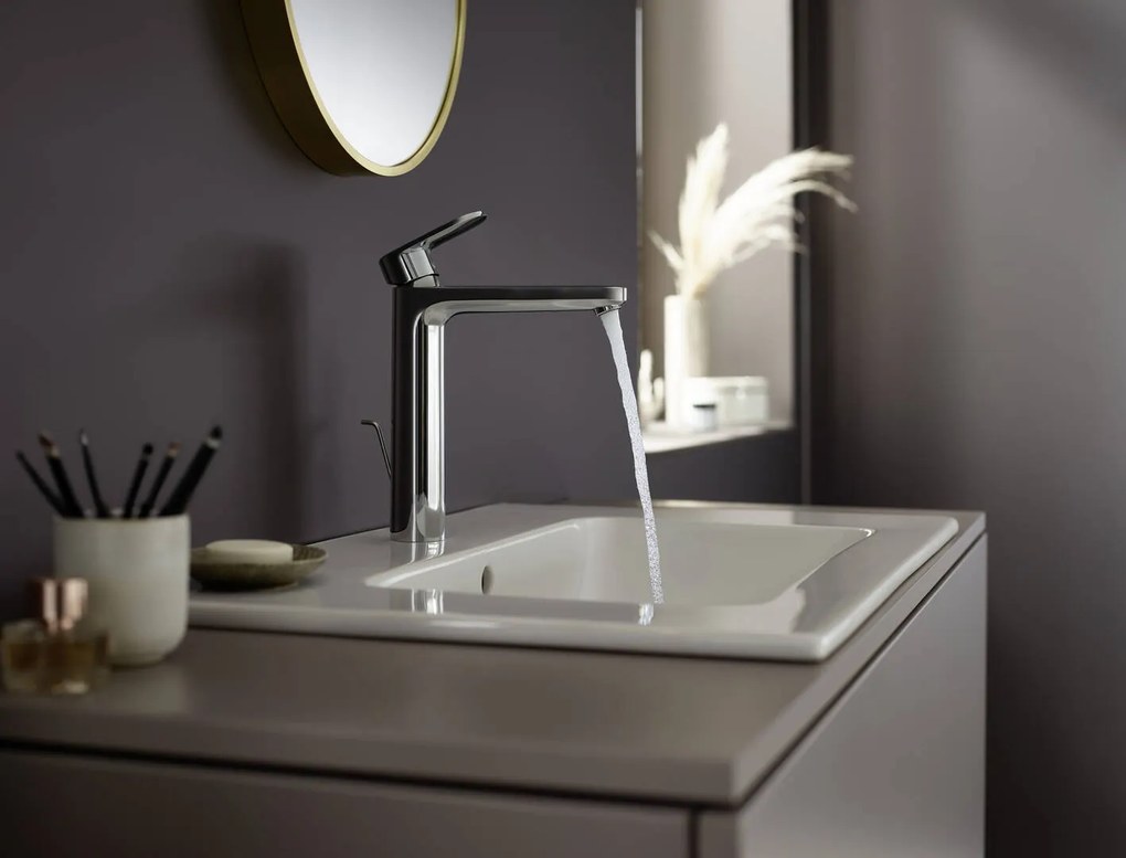 Hansgrohe Vernis Blend, vysoká umyvadlová baterie 190 s kovovou odtokovou soupravou s táhlem, EcoSmart, chromová, 71581000