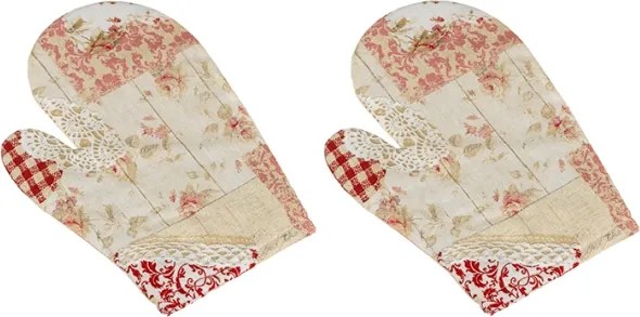 Bellatex Kuchyňská chňapka 2ks 28x18 cm Patchwork Růžová,Béžová