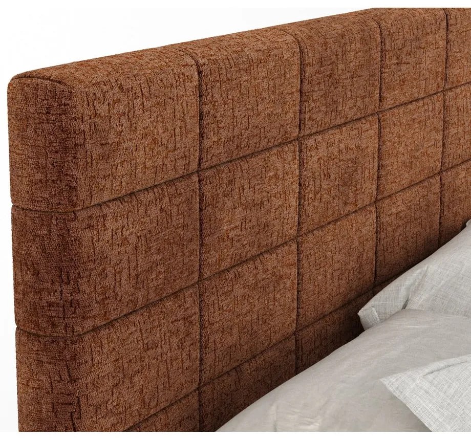 Oranžová boxspring postel s úložným prostorem 140x200 cm Ava – Maison de Rêve