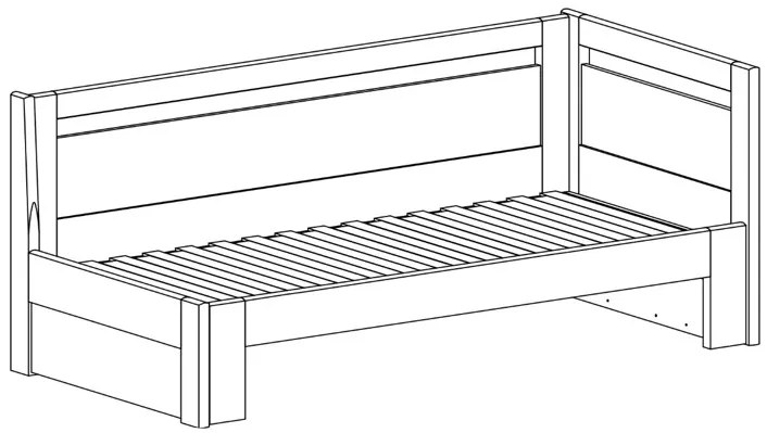 BMB Postel Tandem PLUS s pravým čelem - imitace dřeva Dekor: Dub Bardolino, Provedení: rovné, Rozměr: 90/170 x 200 cm