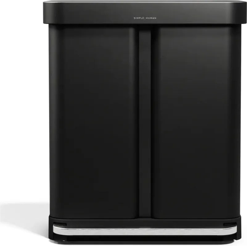 Matně černý ocelový odpadkový koš 34+24 l na tříděný odpad/nášlapný – simplehuman