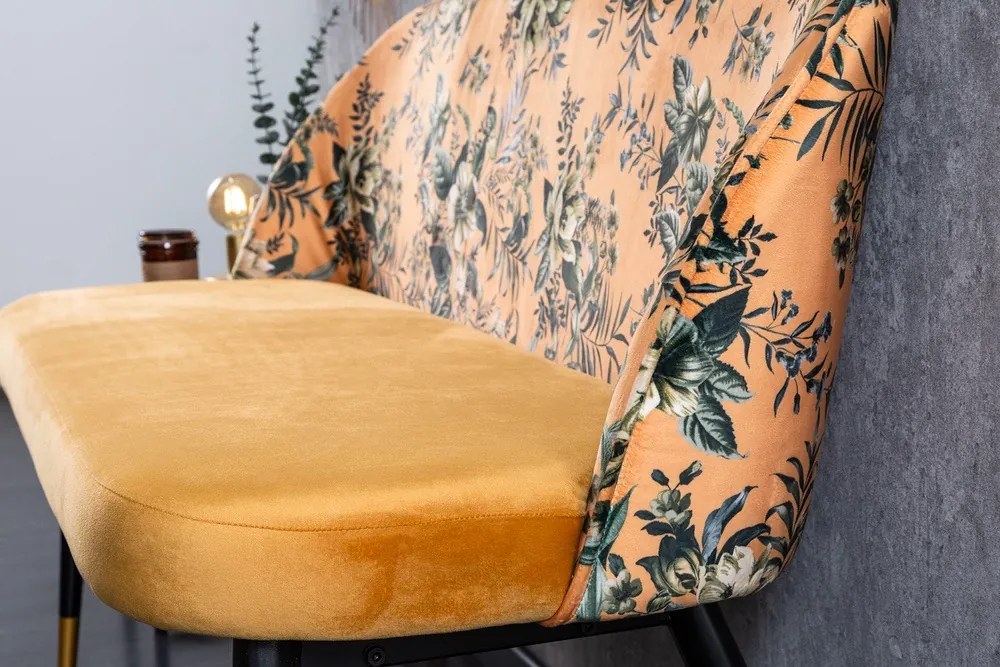 Designová lavice Jalisa 130 cm žlutý samet