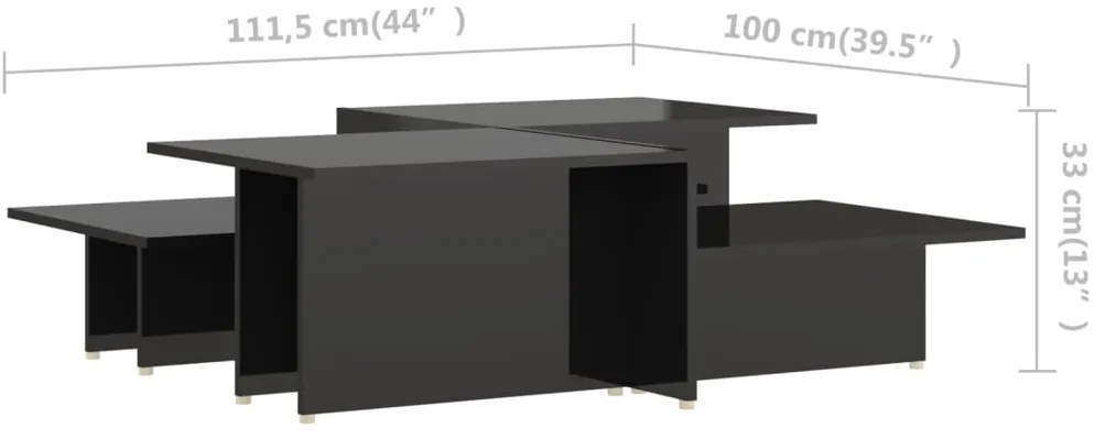 vidaXL Marketos Konferenční stolky 2ks bílé s leskem 111,5x50x33 kompozit dřevo