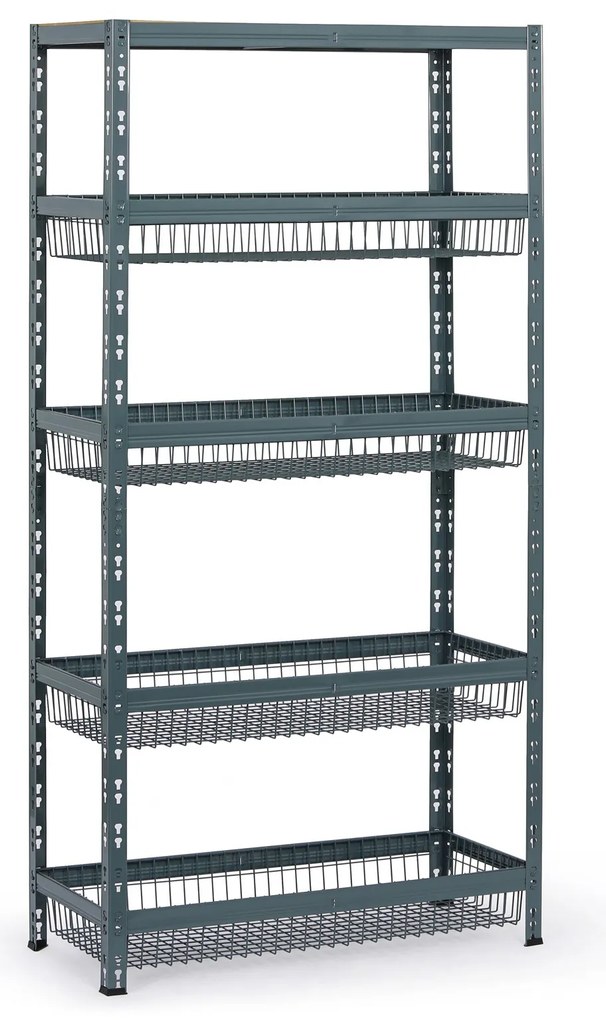 Policový regál s koši, 1790 x 900 x 400 mm, nosnost 175 kg, 1 police + 4 koše