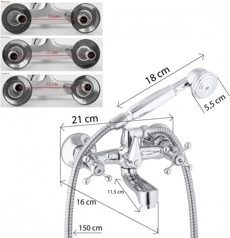 Vanová baterie RETRO ZAPE se sprchou - chromová