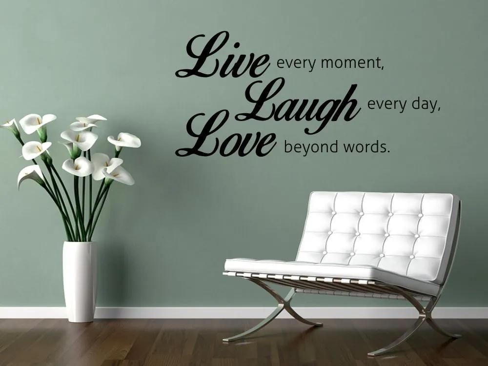 Samolepky na zeď - Live Laugh Love Barva: Hnědá světlá, Velikost: 80x38 cm