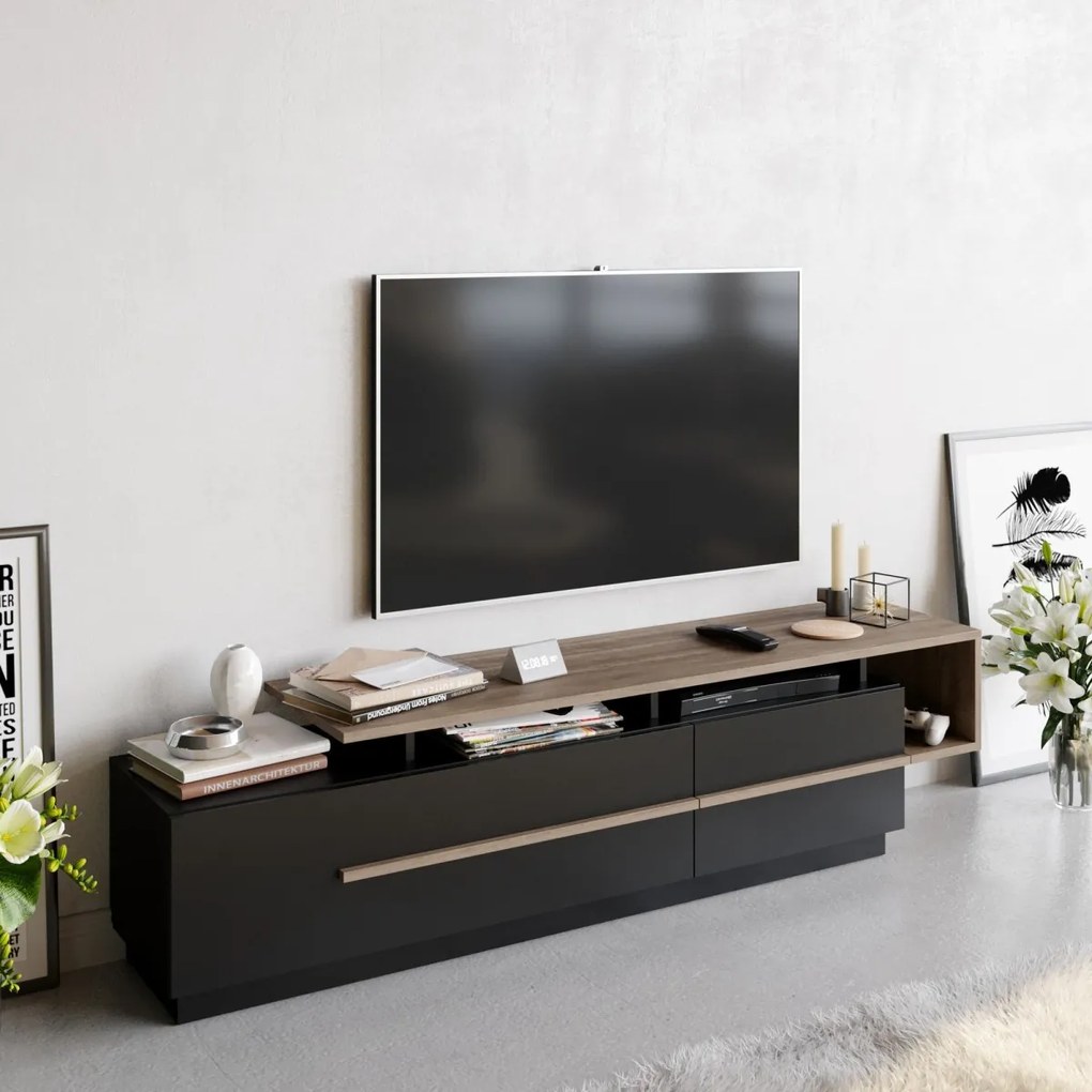 TV stolek PIA 180 cm černý/ořech