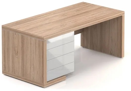 Stůl Lineart 180 x 85 cm + levý kontejner jilm světlý / bílá