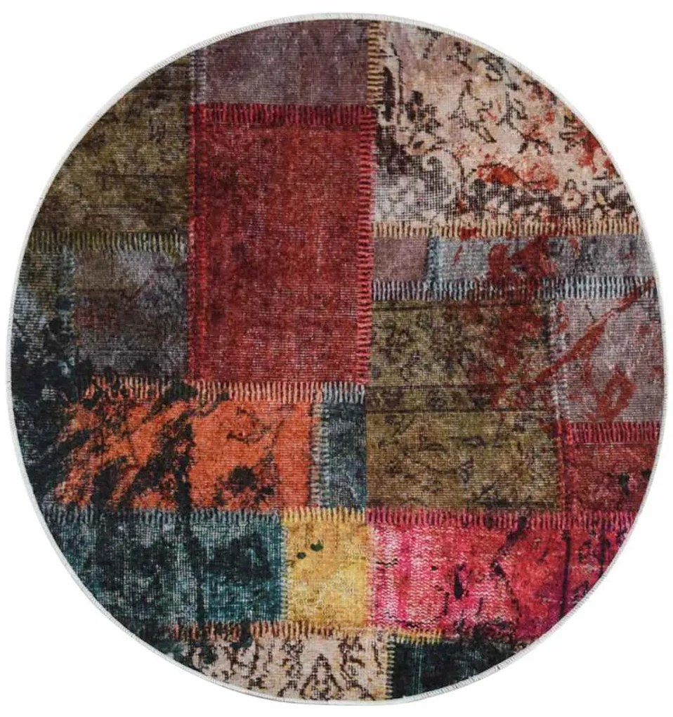 Koberec pratelný patchwork ⌀ 120 cm vícebarevný 337969