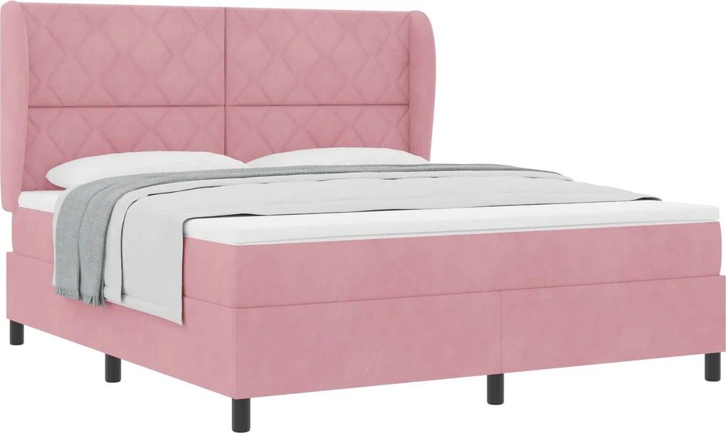 Postel s boxspringem s čelo Růžová 200 x 180 cm samet 3340999