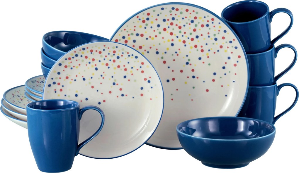 XXXLutz KOMBINOVANÁ SOUPRAVA Joy Blau-bunt 16dílné Creatable - Online Only nádobí - 007768056701