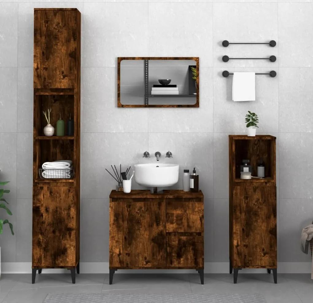 vidaXL Koupelnová skříňka 30 x 30 x 190 cm kompozitní dřevo [819798] Barva: Černá