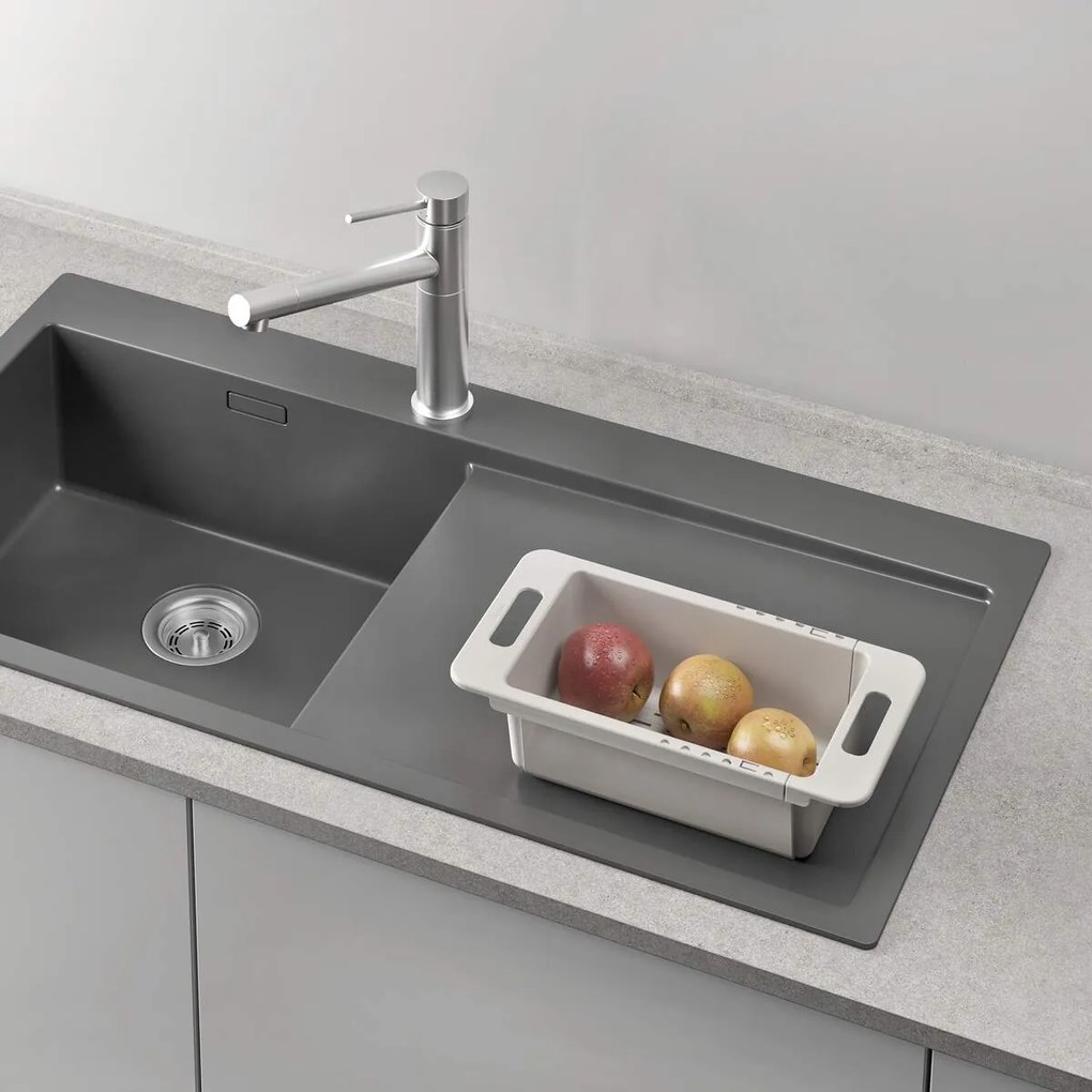 METALTEX Nastavitelný odkapávač, posuvný organizér do dřezu - DRAINFLEX, 35 - 52 cm