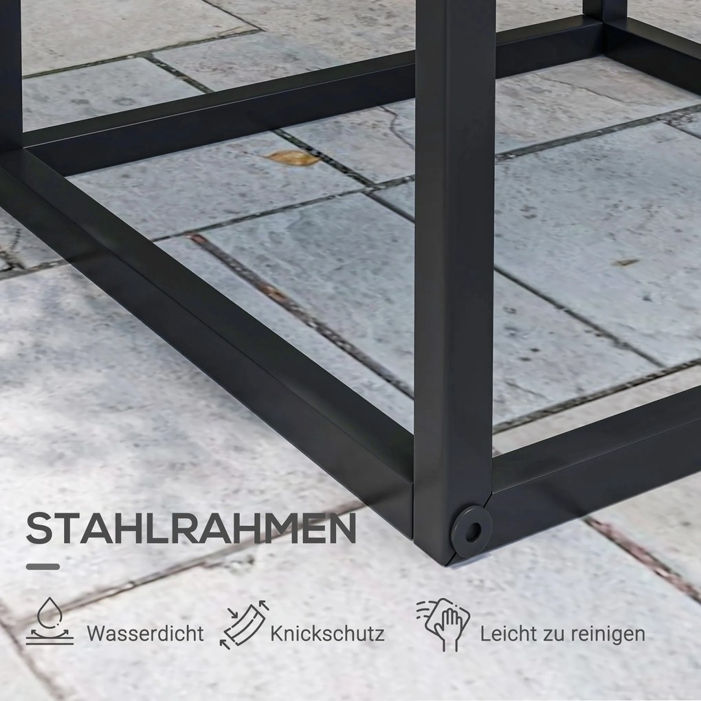Outsunny sada 2 stojanů na rostliny, stolička na rostliny s ocelovými nohami, skandinávský design, stojan na květiny na zahradu, balkon, černý