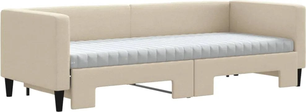 Válenda s přistýlkou a matracemi krémová 80 x 200 cm textil 3196595