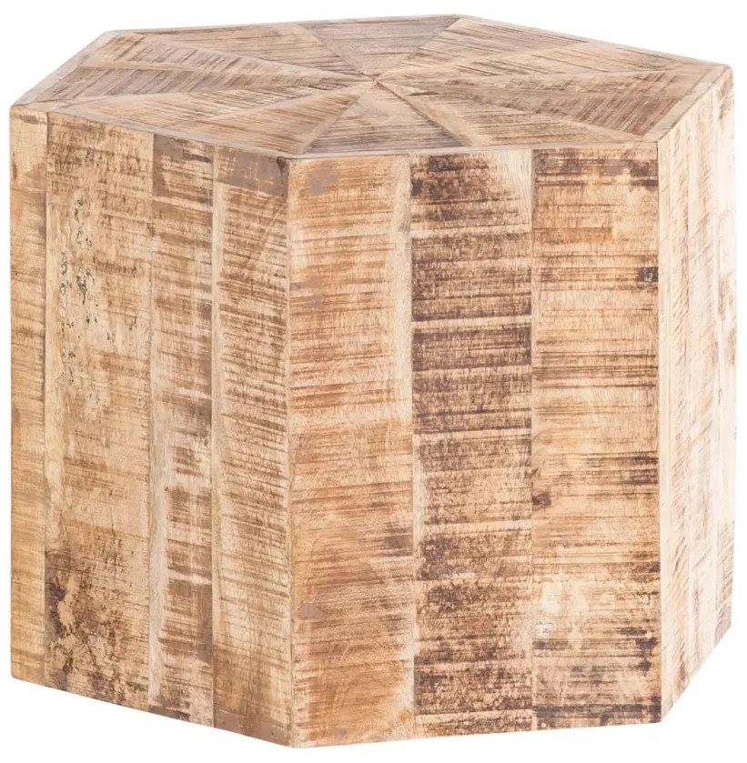 furniture-nabytek.cz - Sada 3 masivních konferenčních stolků Carino Mango, lakovaná, přírodní, šestihranná