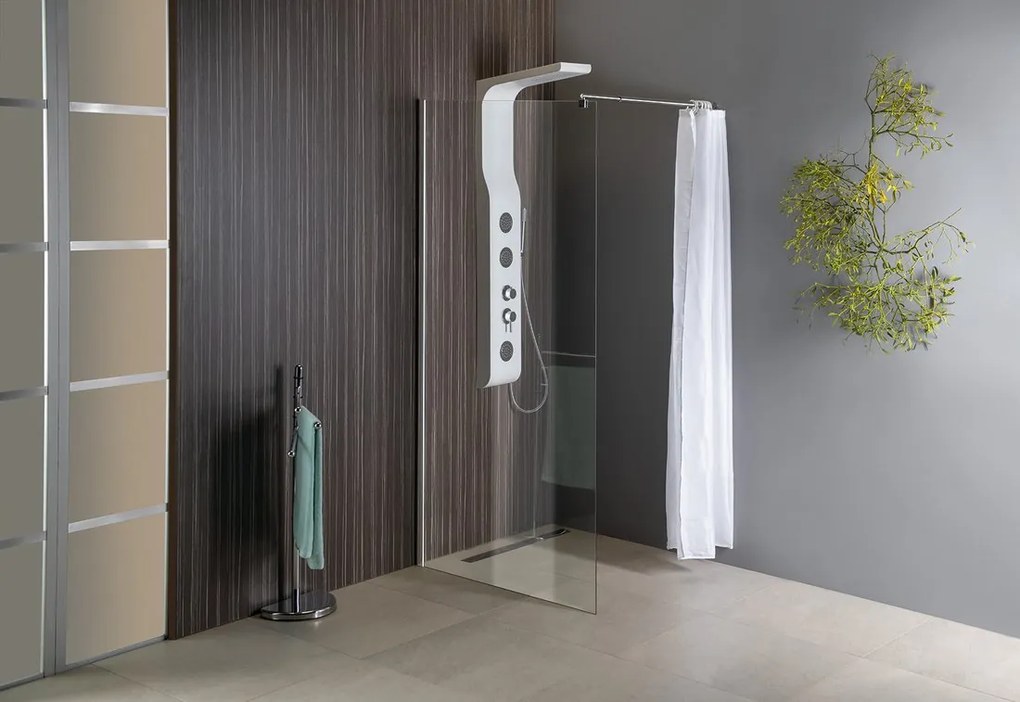 Aqualine Sapho, WALK-IN stěna k instalaci na zeď se vzpěrou, jednodílná, 700 mm, matné sklo