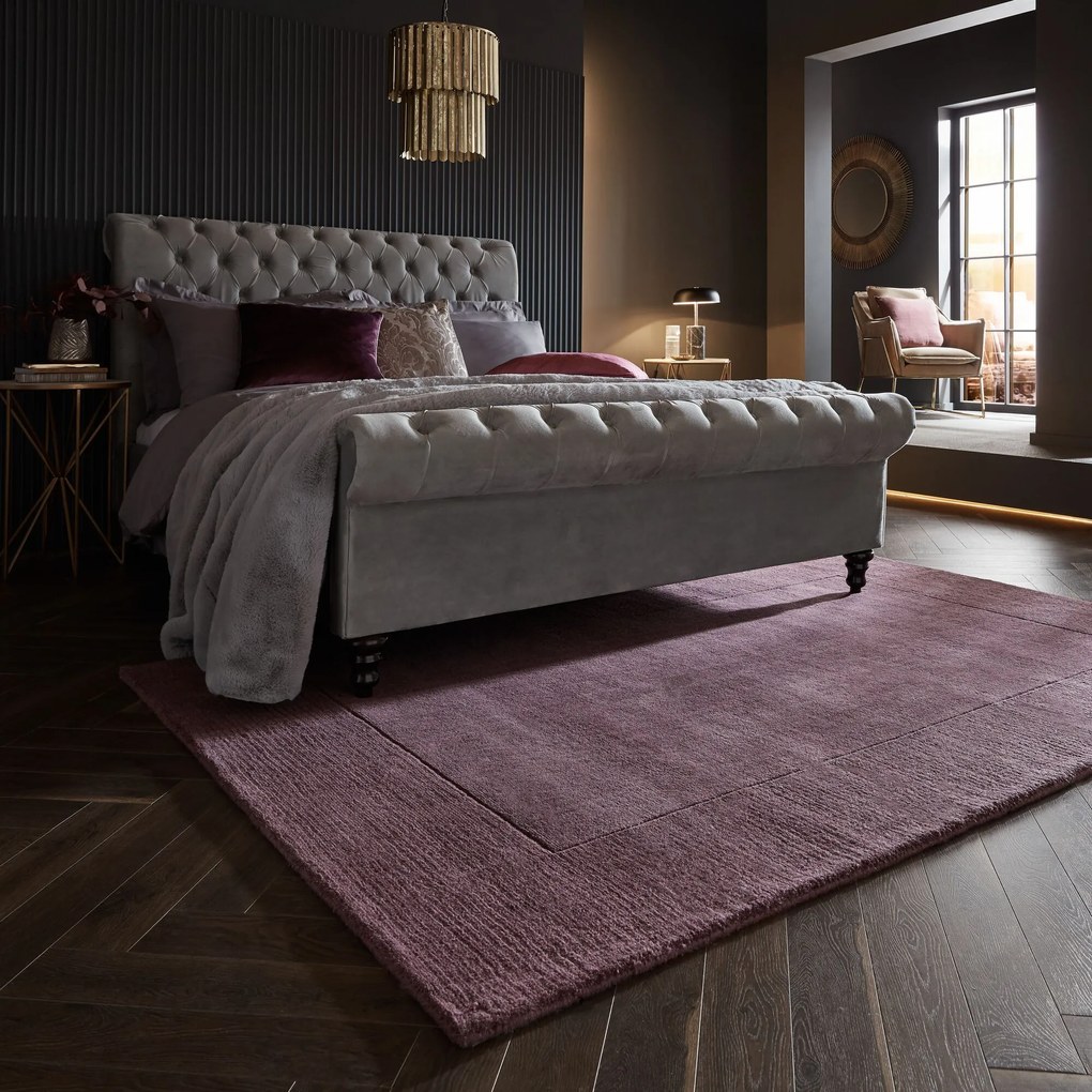 Flair Rugs koberce Kusový ručně tkaný koberec Tuscany Textured Wool Border Purple ROZMĚR: 120x170