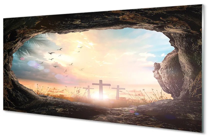 Skleněný panel Cave překročí ptáky 125x50 cm