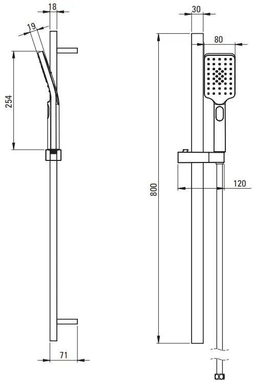 Deante ALPINIA, Sprchový set, 3-funkční, s posuvnou tyčí, chrom, DEA-NGA_052K