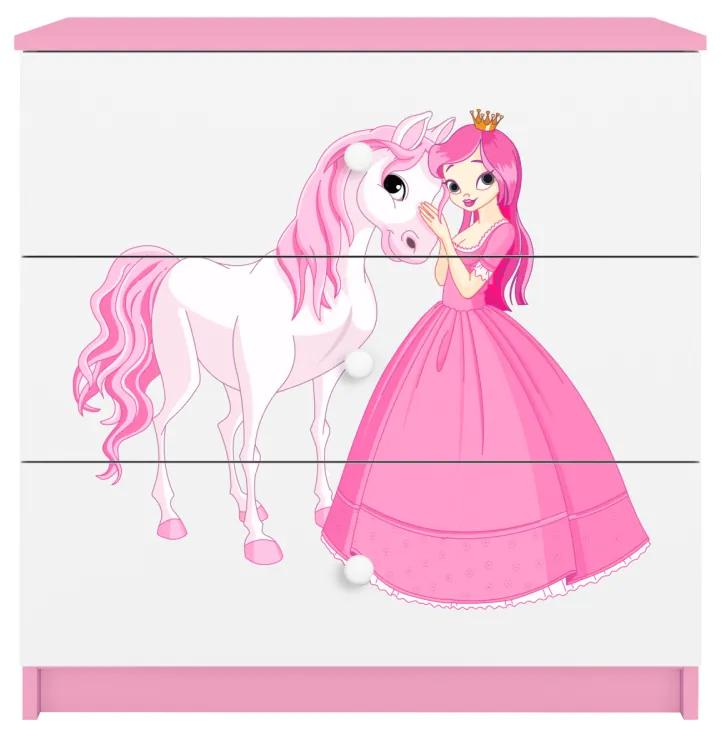 Komoda Babydreams 80 cm princezna a poník růžová