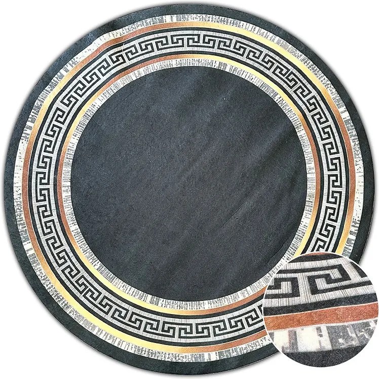 BE Koberec Porte 2228 BLACK GOLD - černý kulatý Rozměr: 80 cm