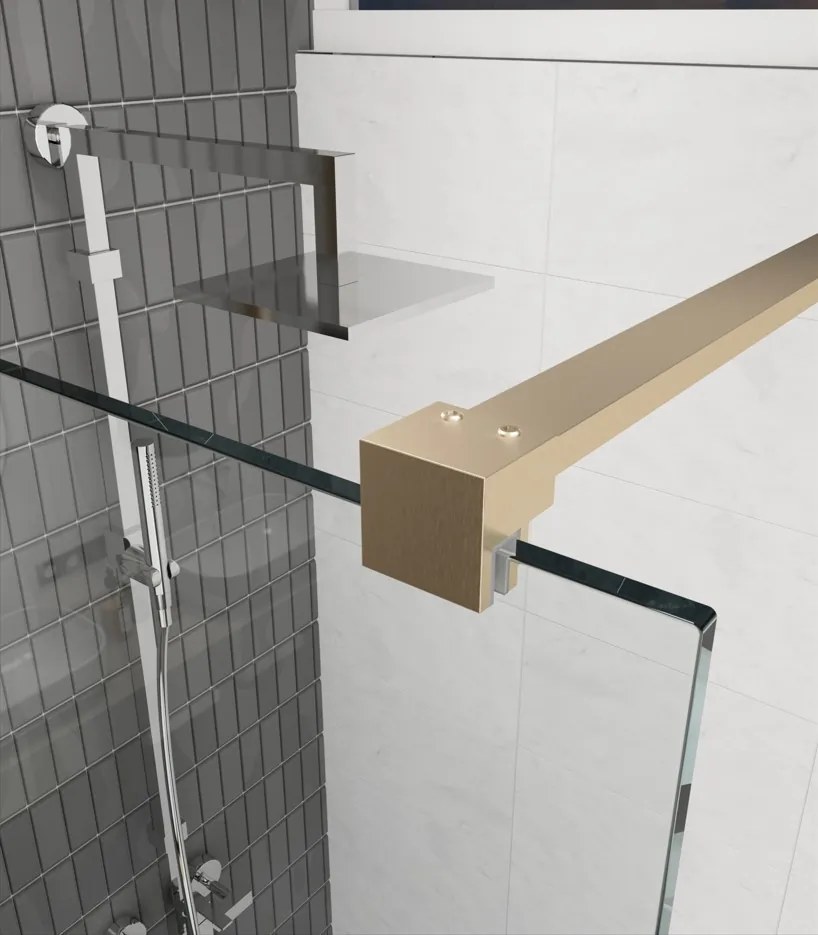 Erga Paris, sprchová zástěna Walk-In 30x200 cm, 8mm sklo námraza, zlatý matný profil, ERG-V02-PARIS-030x200-FR-GB
