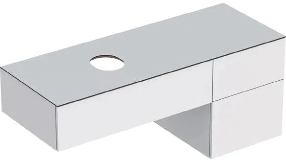 Geberit VariForm - Umyvadlová skříňka, 1350x510x550 mm, 3 zásuvky a zápachová uzávěrka, lesklá bílá/matná bílá 501.189.00.1