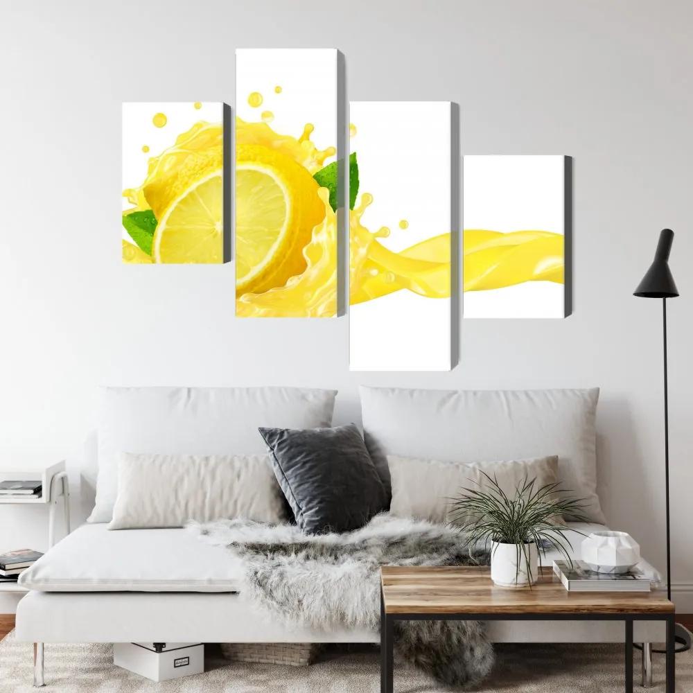Vícedílný obraz Čerstvá Citronová Šťáva Nedostatek Nedostatek Přírodní plátno 240x150
