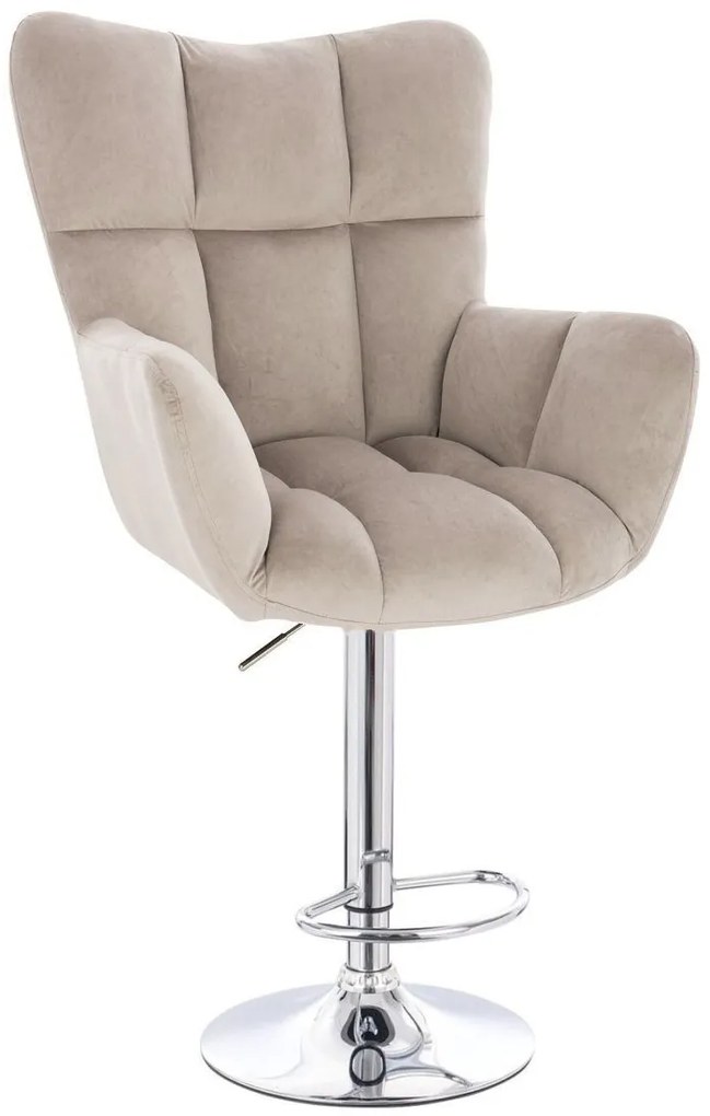 LuxuryForm DESIGN Barové křeslo AURORA VELUR na stříbrné kulaté podstavě - latte