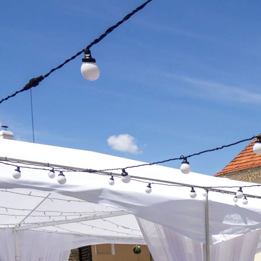 Easy Fix LED party osvětlení, 5 m, venkovní, 10 kouliček, 70 barevných diod, černý kabel, IP67, prodlužovací